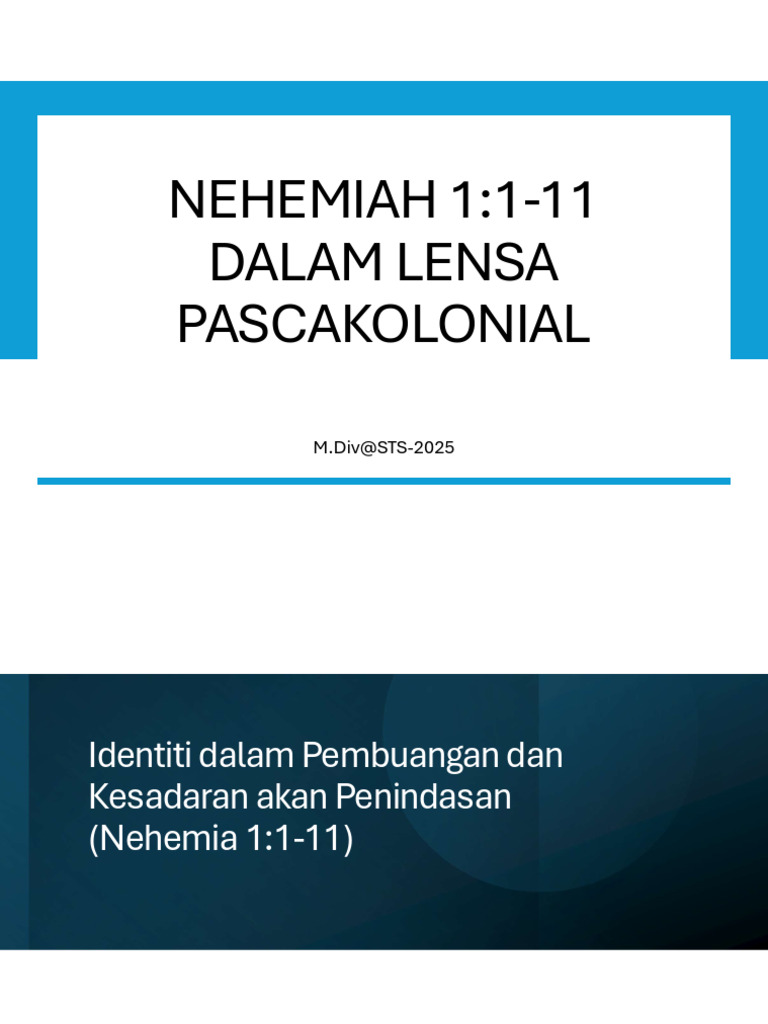 Nehemiah 1 - 1-11 Dalam Lensa Pascakolonial | PDF