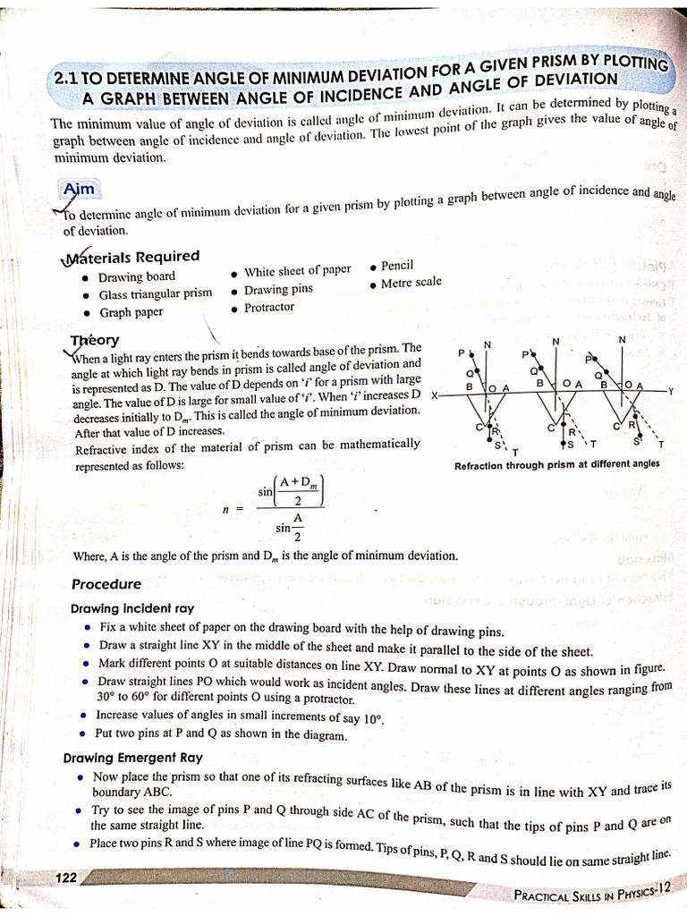 Angle of Minimum Deviation For Prism - 114114 | PDF