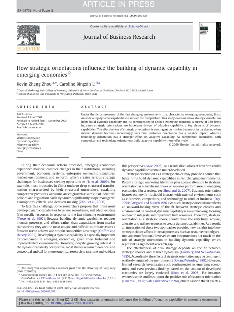 How Strategic Orientations Influence The Building of Dynamic Capability ...