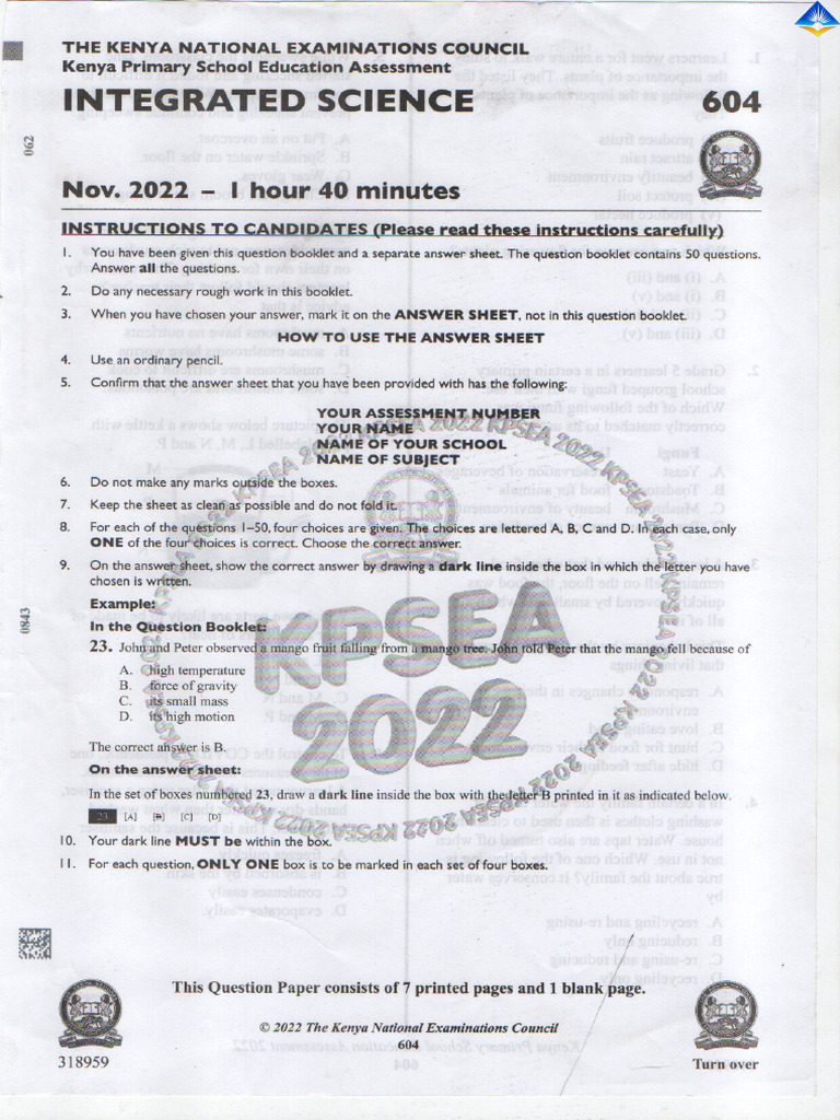 Kpsea 2022 Science | PDF