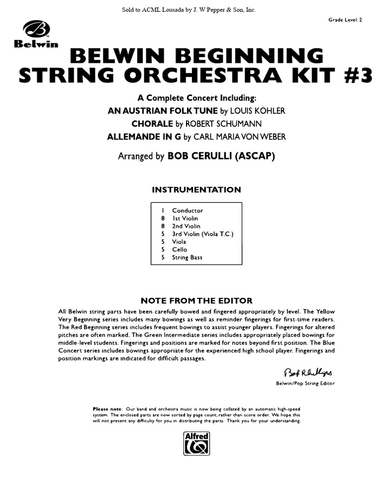 Legato DMC - Belwin Beginning String Orchestra Kit #3 - Score | PDF