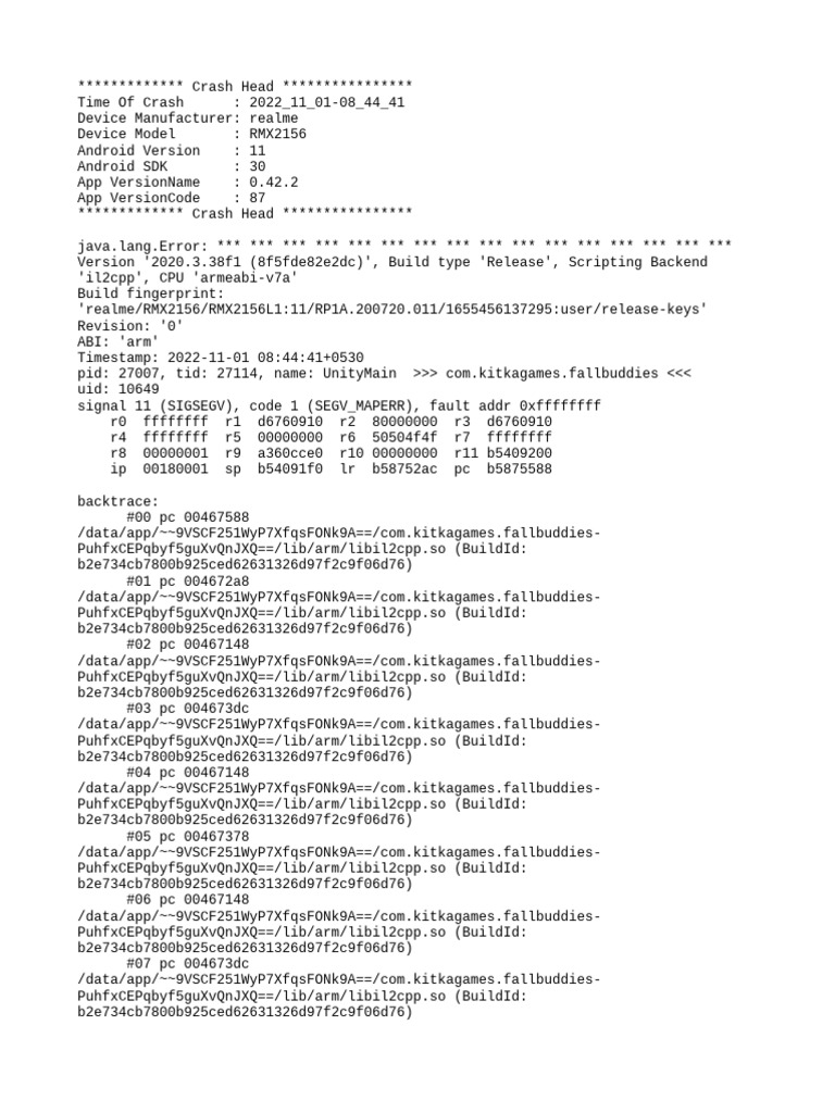 mod_menu_crash_2022_11_01-08_44_41 | PDF | Arm Architecture | Operating ...