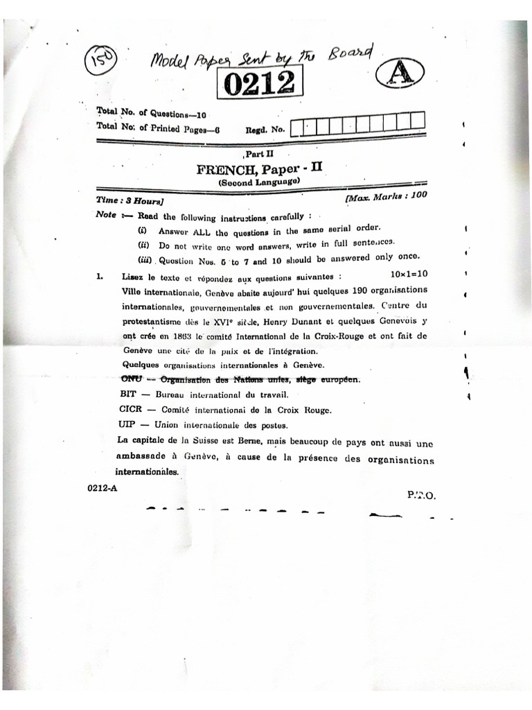 French Prefinal 2 Revision Paper | PDF