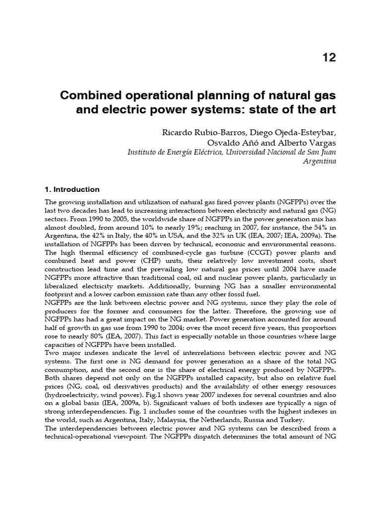 Combined Planning of Gas and Power Systems | PDF | Electric Power ...