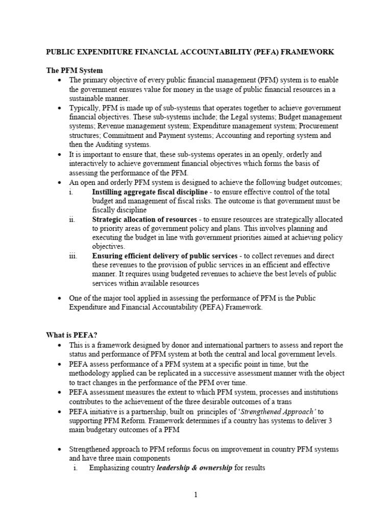 PEFA and Public Sector Financial Control New | PDF | Internal Control ...