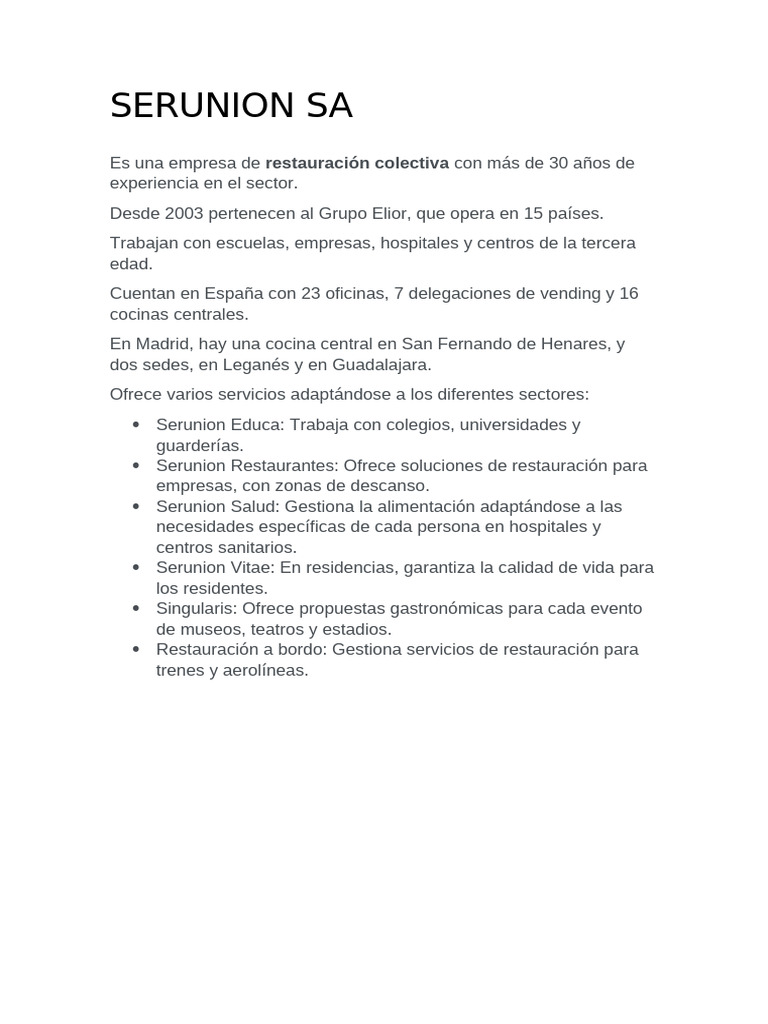 SERUNION SA | PDF