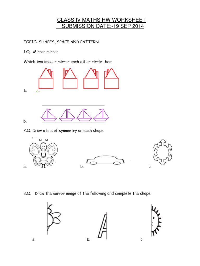 CBSE Class 4 Maths Revision Worksheet (119) - Shapes and Patterns | PDF