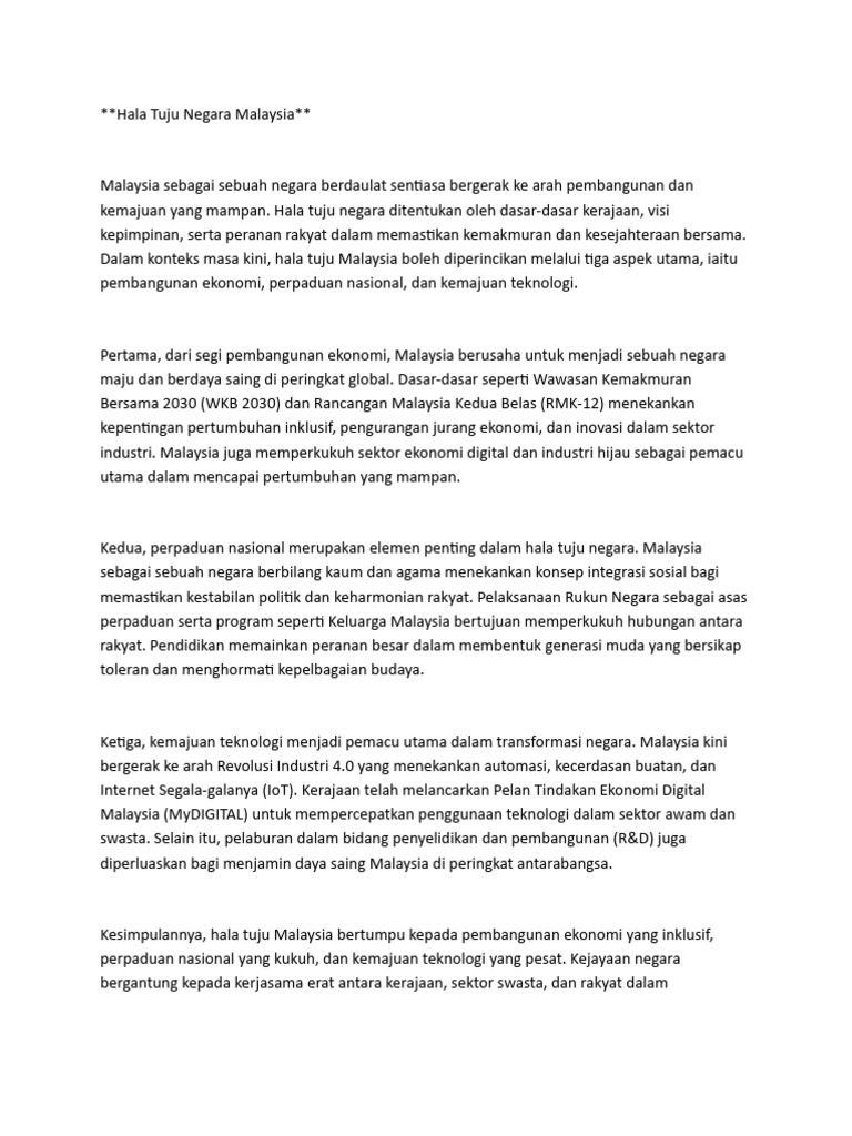 Hala Tuju Negara Malaysia | PDF
