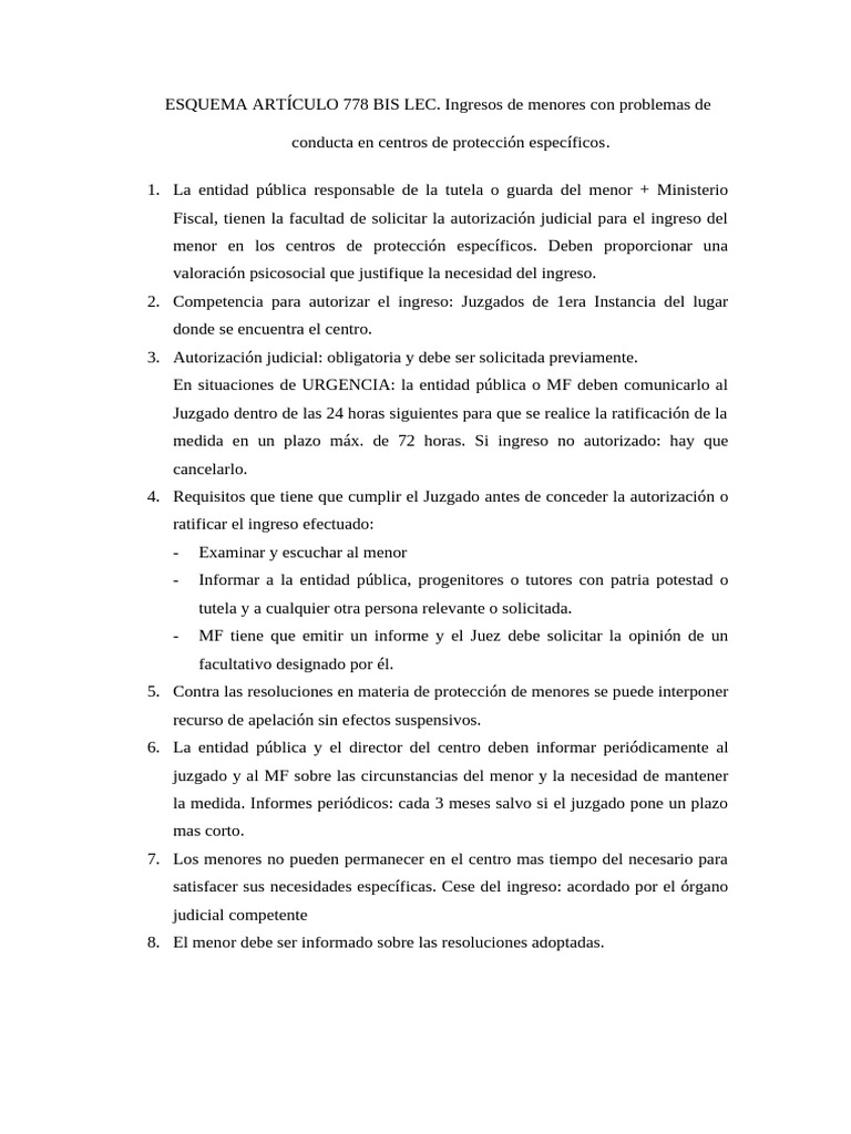Esquema Art. 778 Bis Lec | PDF