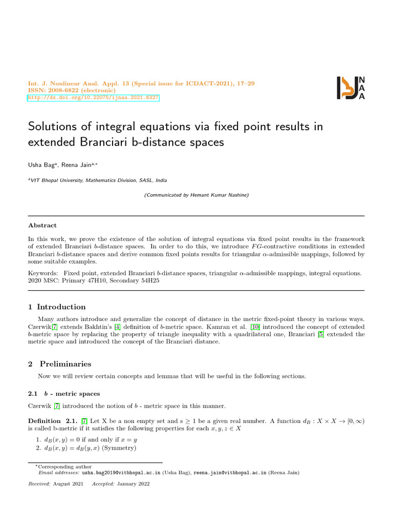 Solutions of Integral Equations Via Fixed Point Results in Extended Branciari B-Distance Spaces ...