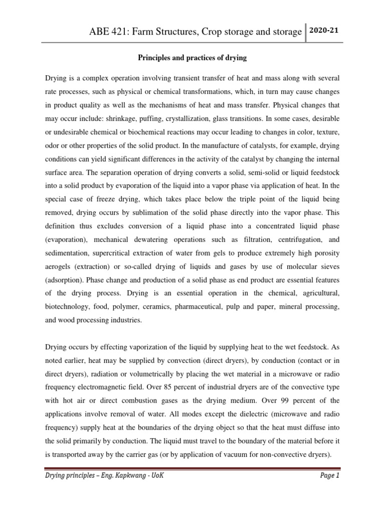 Lect 4 A - Principles and Practices of Drying-1 | PDF | Humidity | Adsorption