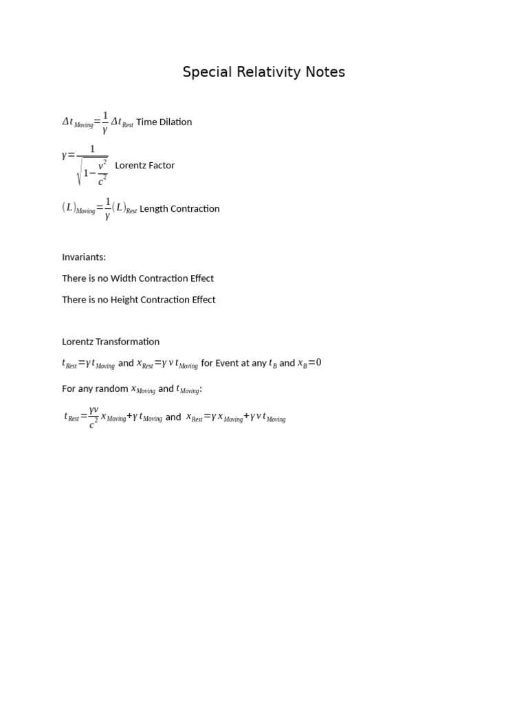 Special Relativity Key Concepts Explained | PDF