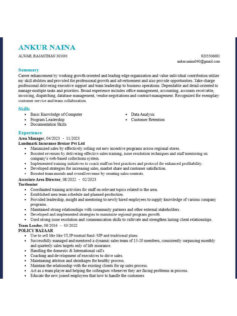 Ankur Naina CV | PDF