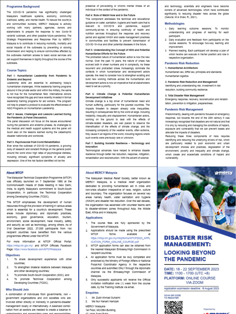 Ss Brochure MTCP 2023 V3 | PDF | Disaster Risk Reduction | Pandemic
