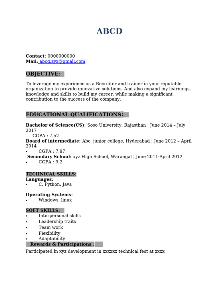 ABCD Resume | PDF