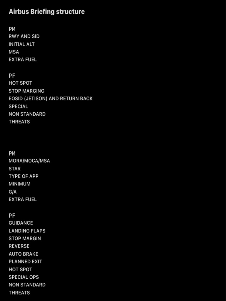 Airbus Briefing Structure | PDF