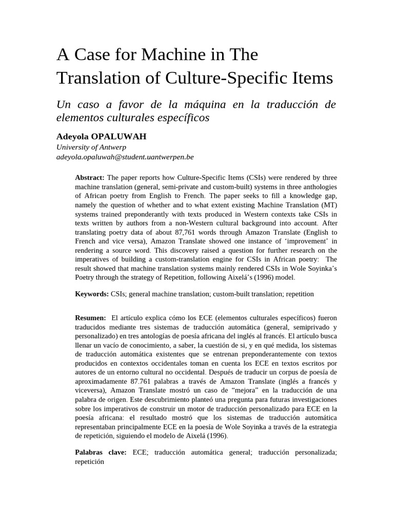 Machine Translation of African Poetry | PDF | Translations | Poetry