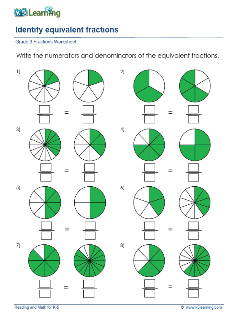 Grade 3 Identify Equivalent Fractions C | PDF