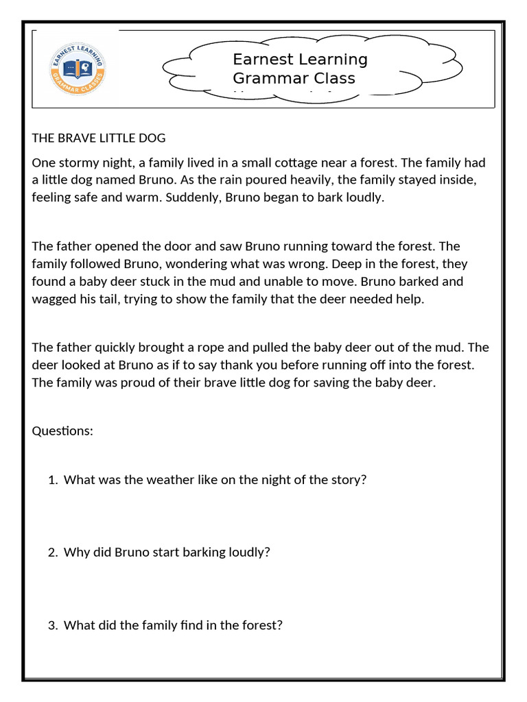 THE BRAVE LITTLE DOG - Homework Assignment | PDF