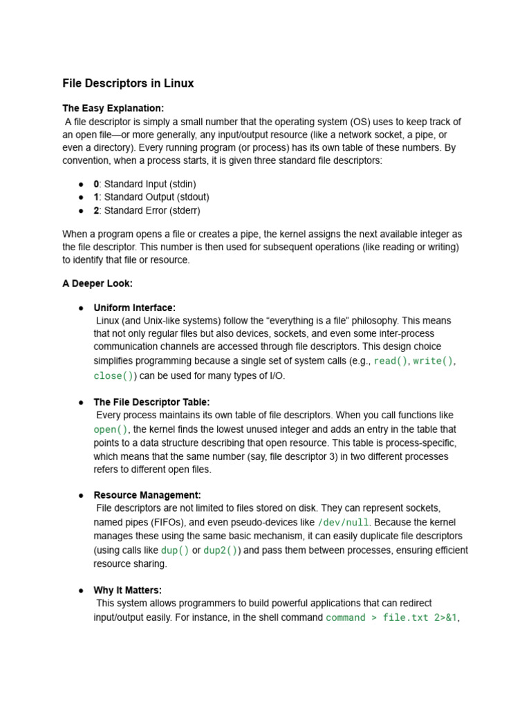 File Descriptors in Linux | PDF
