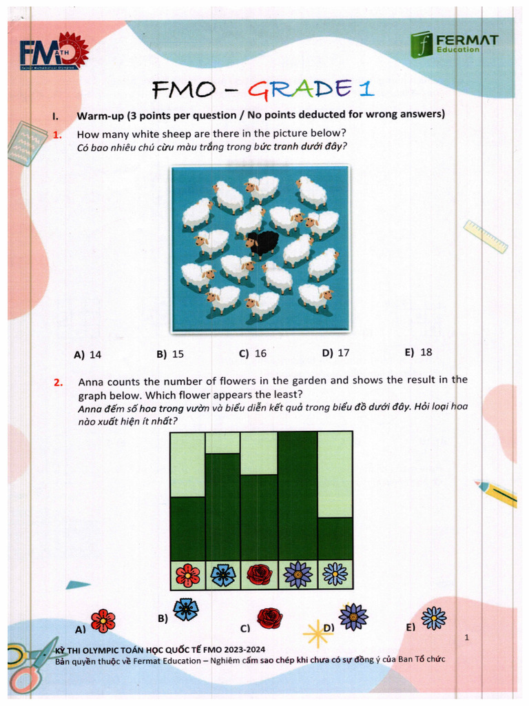 Đề thi FMO - Chung Kết Quốc Gia - 2023 - Khối 1 | PDF