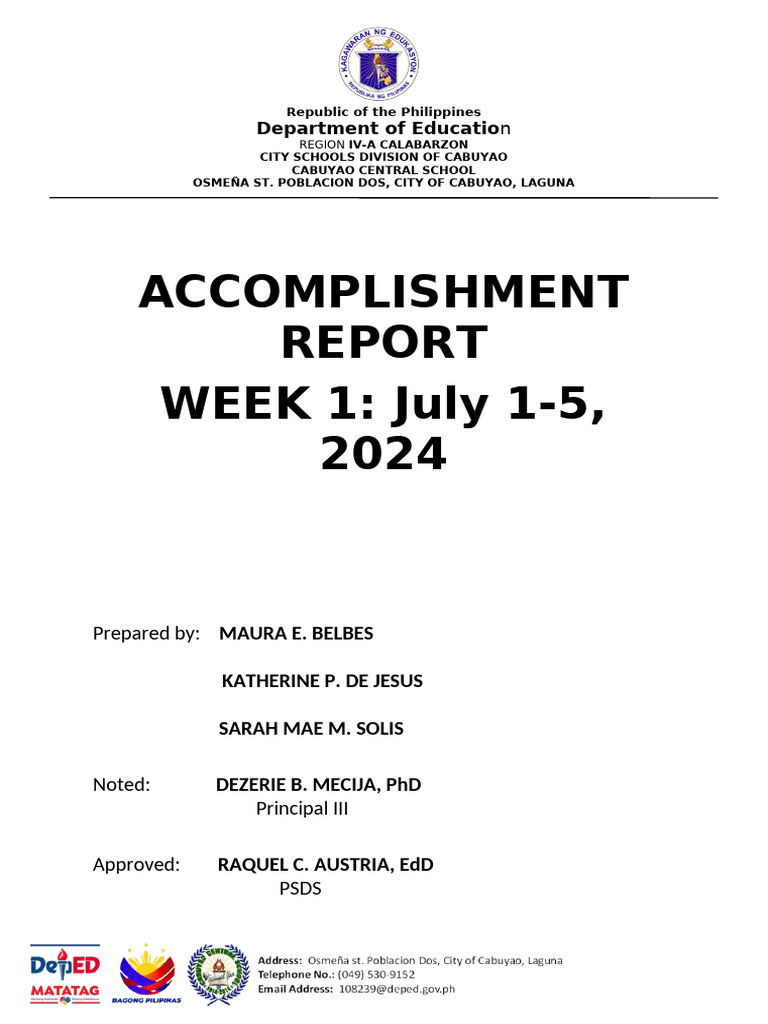 Week-1 NLC Accomplishment-Report | PDF | Teaching | Cognition