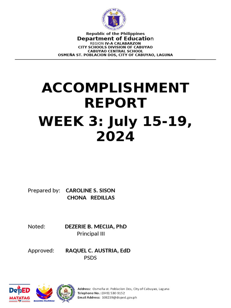 Cabuyao Central School Learning Camp Report | PDF | Learning | Pedagogy