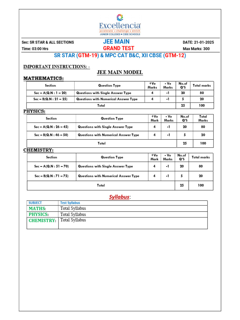 SR Star (GTM-19) & MPC Cat B&C, Xii Cbse 21-01-2024 | PDF | Waves | Wavelength