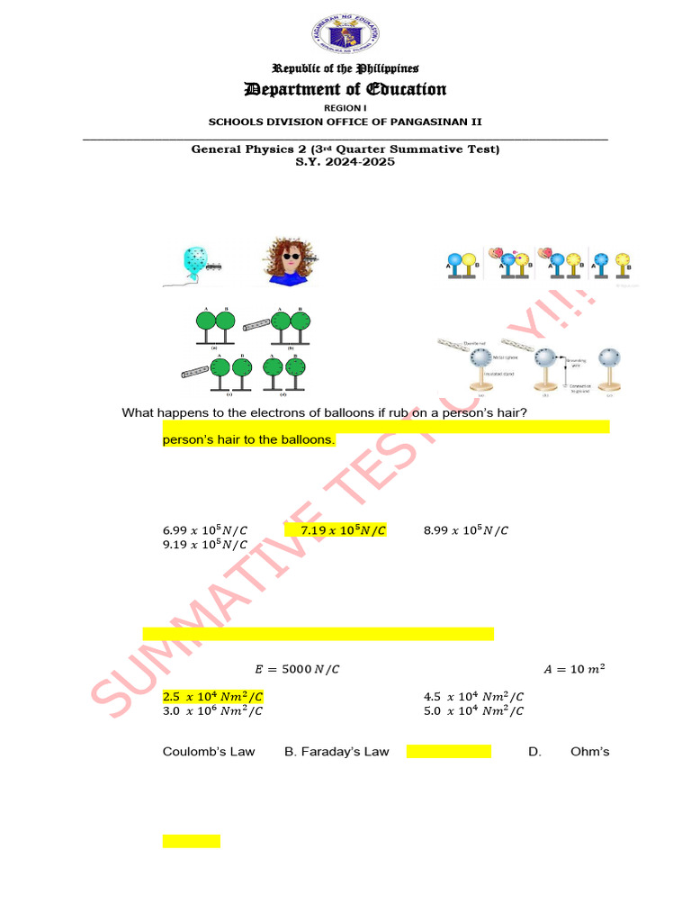 Gen-Physics2 Summative | PDF | Capacitance | Electrical Resistivity And ...