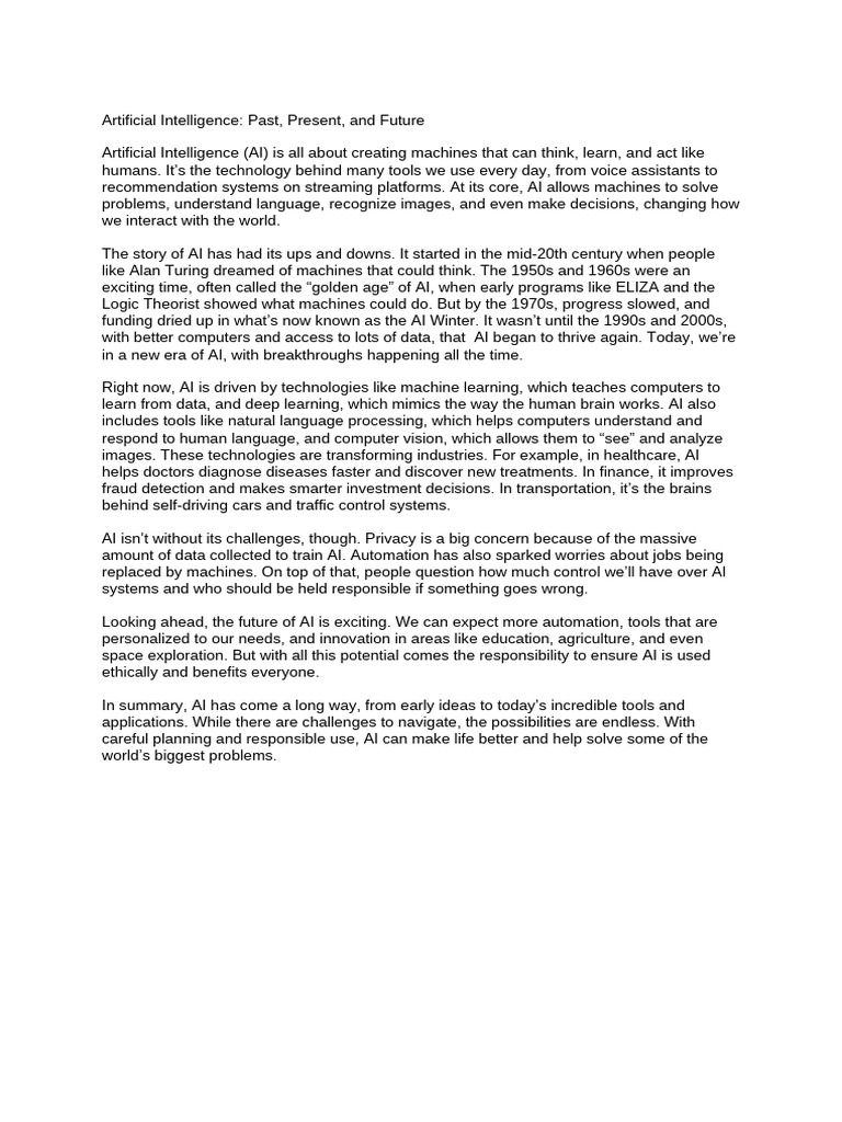 Artificial Intelligence Essay | PDF | Artificial Intelligence | Intelligence (AI) & Semantics