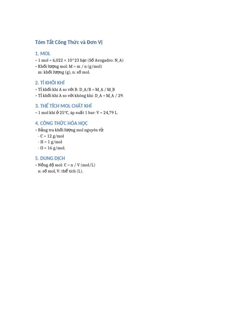 Tom Tat Cong Thuc | PDF