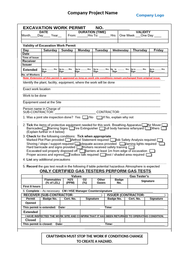 Excavation Work Permit Aramco Patterned FINAL | PDF | Occupational ...