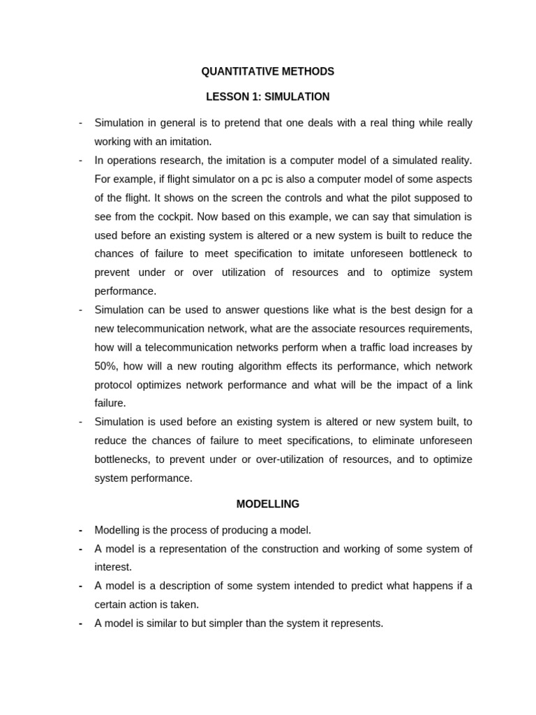 Quantitative Methods | PDF | Conceptual Model | Simulation