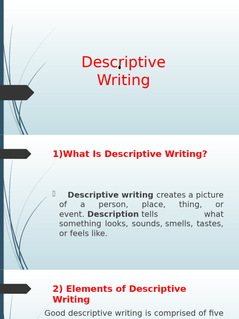 Descriptivewriting 170916011948 | PDF | Perception | Essays