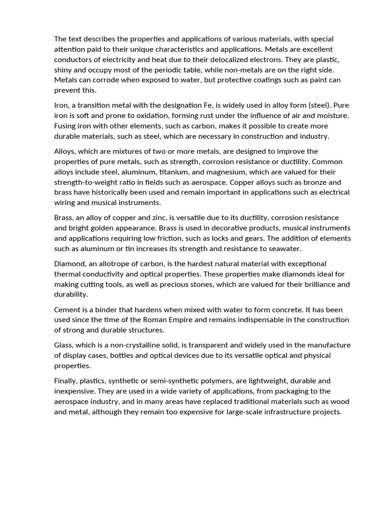 Properties and Uses of Materials | PDF | Metals | Alloy
