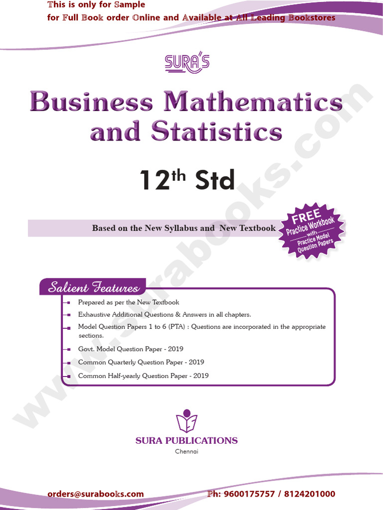 012th STD Business Maths em Sample Study Materials 2020 | PDF | Matrix (Mathematics) | Algebra