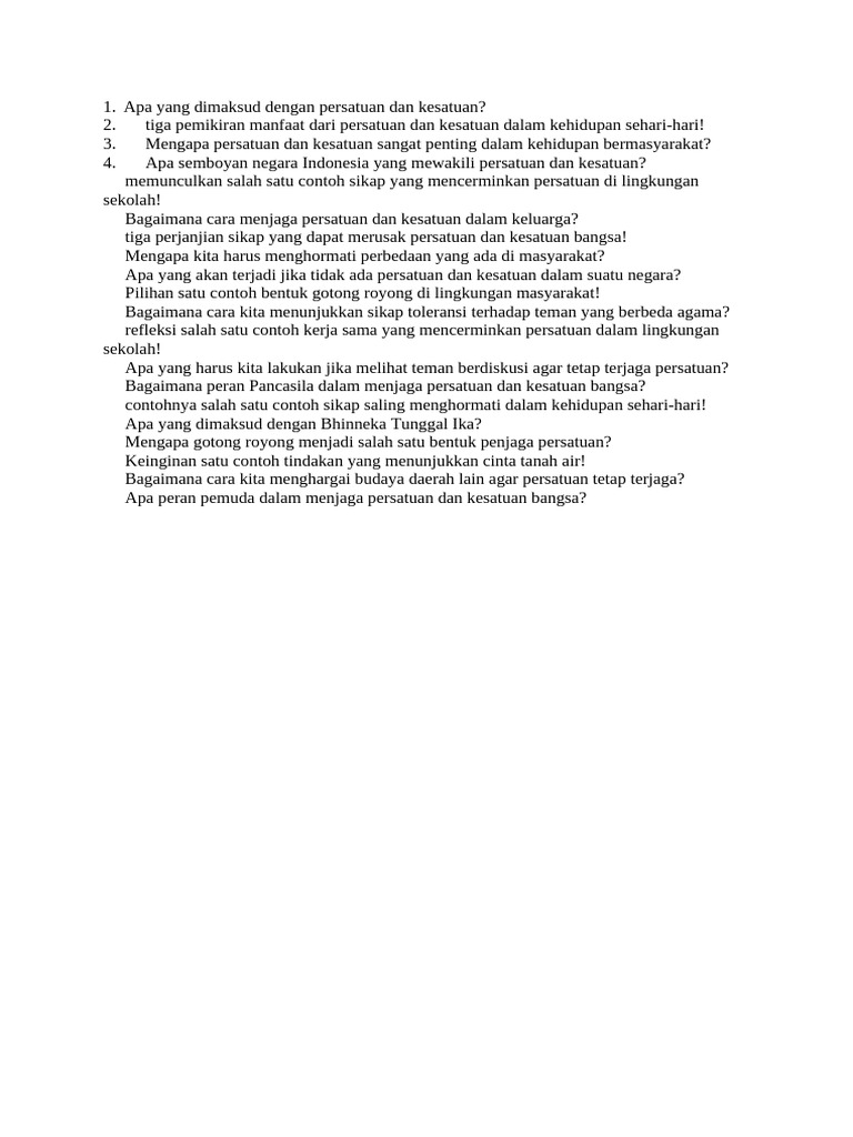 PKN Bab 2 Persatuan Dan Kesatuan | PDF