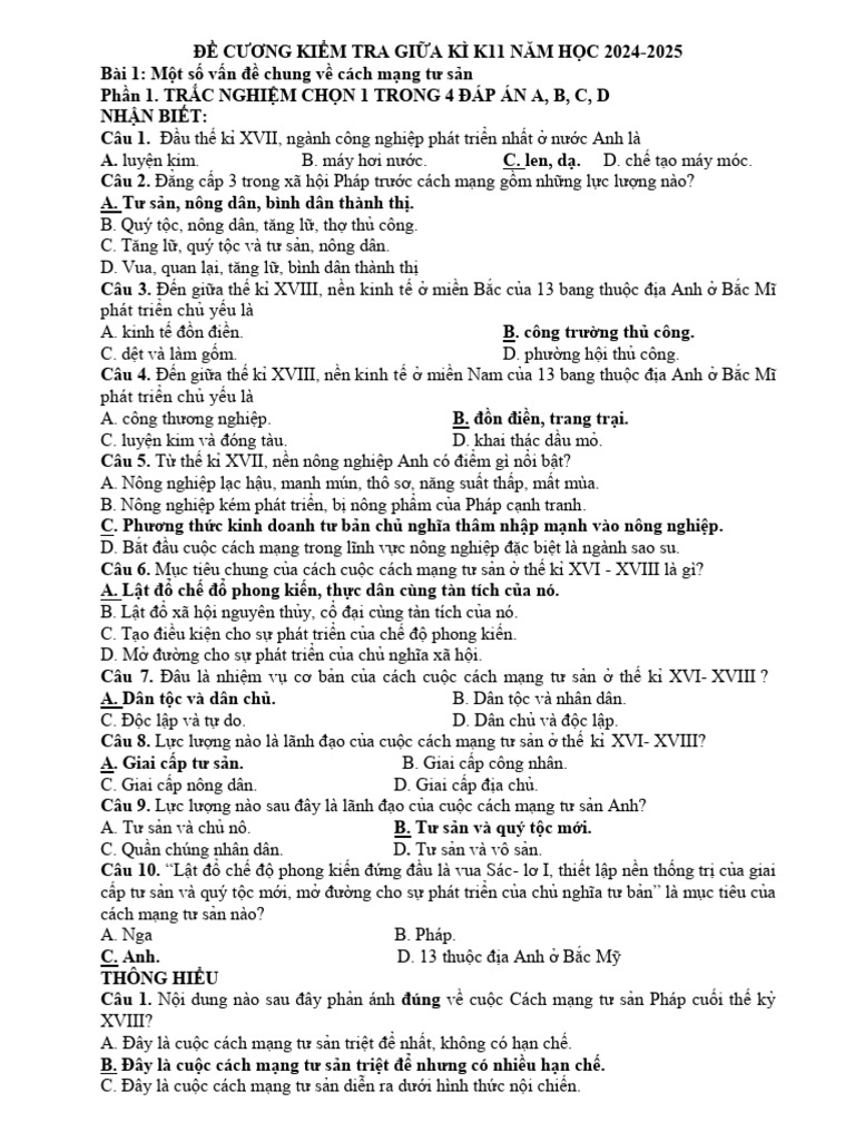 DE CUONG GK I LOP 11 NH 24-25 K TL | PDF