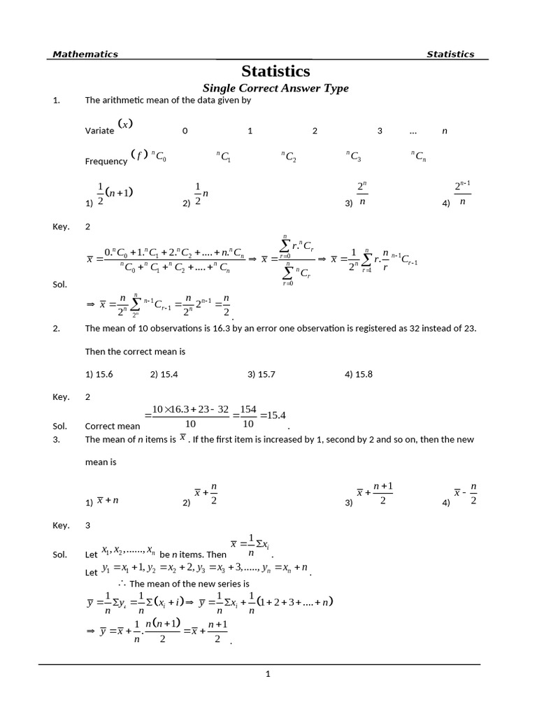 Statistics Mean and Variance Problems | PDF | Random Variable | Variance