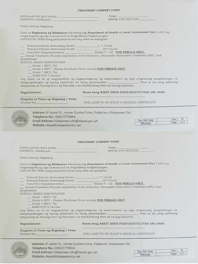 Treatment Consent Form | PDF