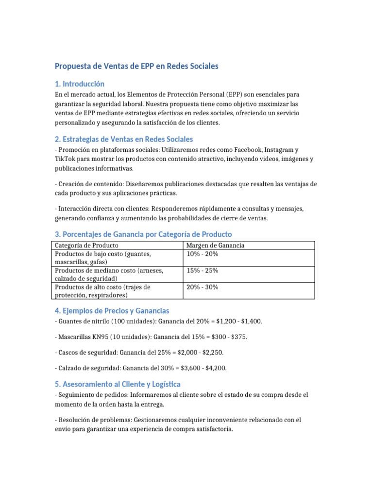 Ventas de EPP en Redes Sociales | PDF | Business