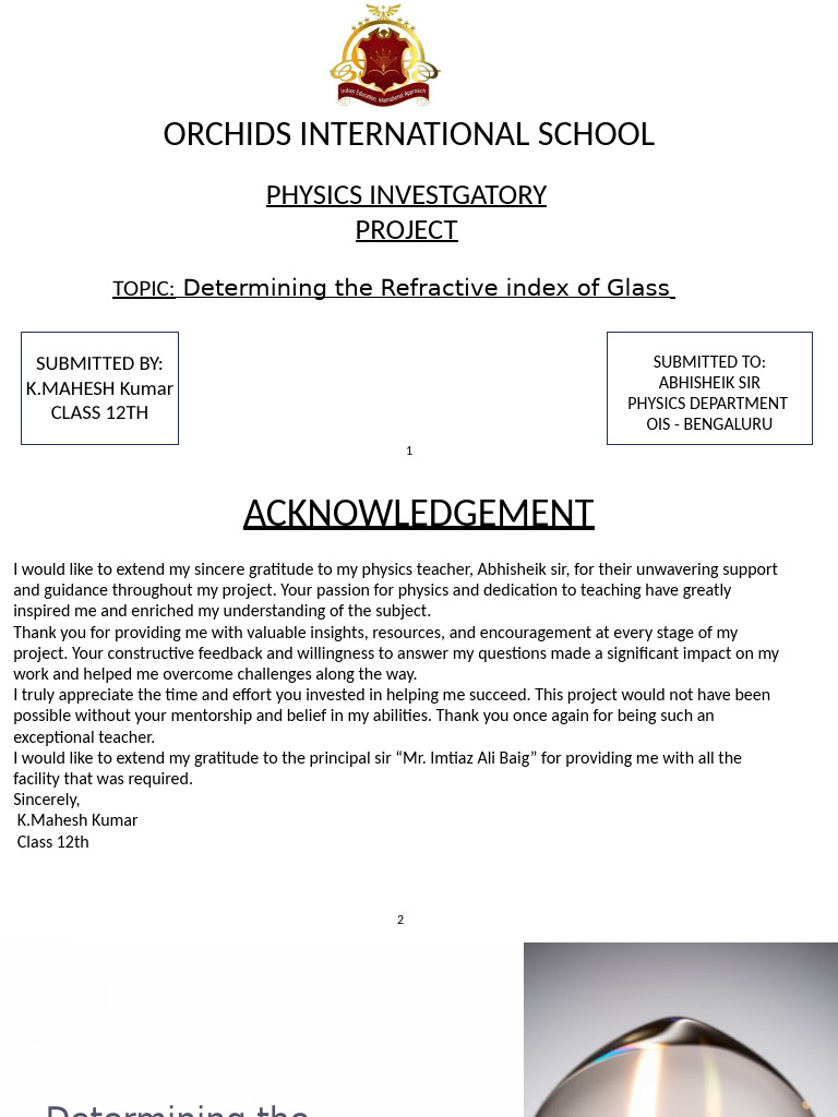 Determining The Refractive Index of Glass | PDF | Refraction | Refractive Index