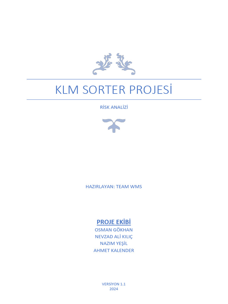 KLM SORTER PROJESİ - Risk Analiz v1.1 | PDF
