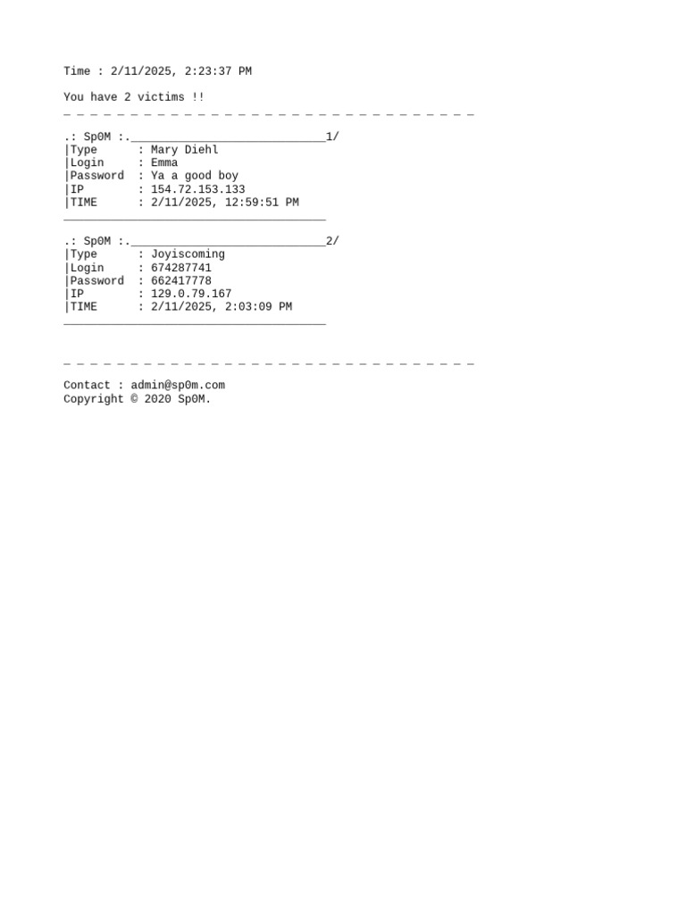 Sp0m Victims (2025 - 2 - 11) | PDF