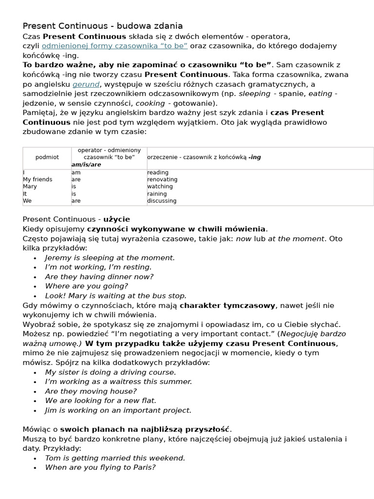 Present Continuous | PDF