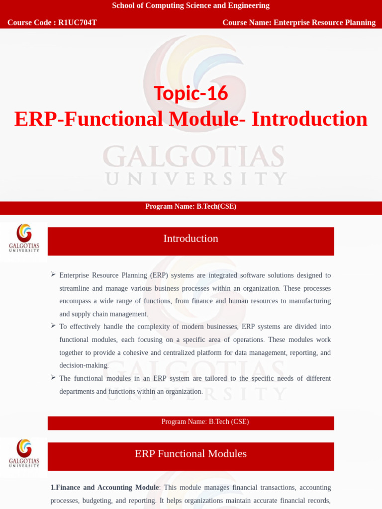 Lecture-16 - ERP-Functional Module - Inroduction | PDF | Enterprise Resource Planning | Supply ...