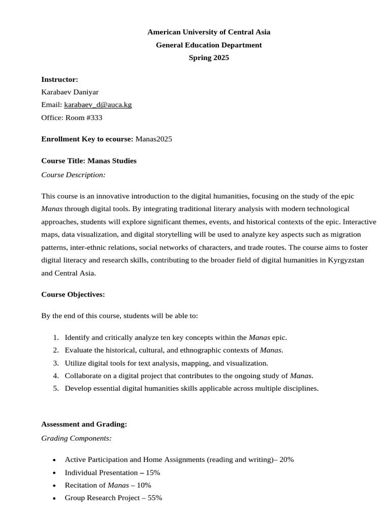 Manas Studies - Spring 2025 | PDF | Literacy | Learning