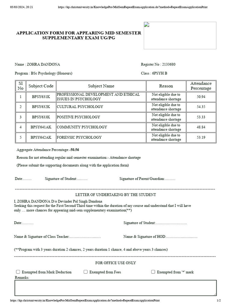 Mid Sem Repeat Exam Application | PDF | Educational Stages