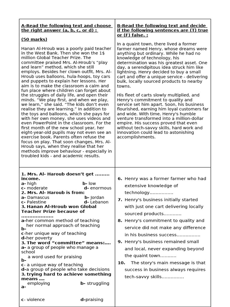 9th Unit 1 Evaluation-Edited | PDF