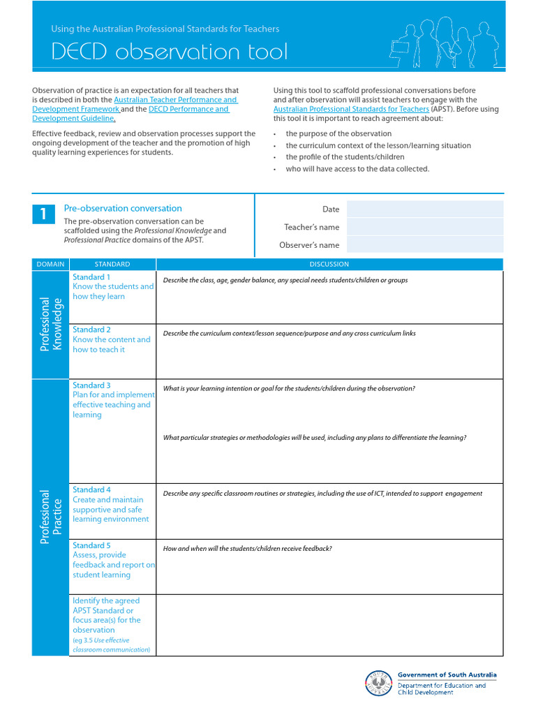 DECD LessonObservationTool | PDF | Teachers | Learning